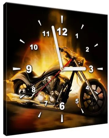 Tištěný obraz s hodinami Motorka v ohni 30x30cm ZP2329A_1AI
