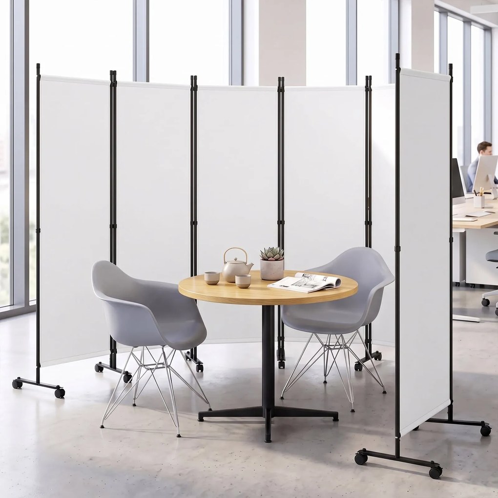 Costway Šestidílný skládací paraván 330 × 173 cm, bílý