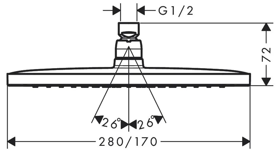 Hansgrohe Croma E, hlavová sprcha 280 1jet, chromová, HAN-26257000