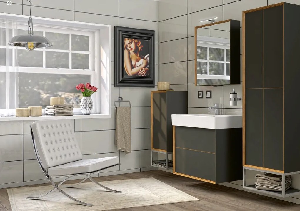 Intedoor OXO MULTI SV 50 4D závěsná skříňka vysoká Barva: 0077AP Charcoal Mat