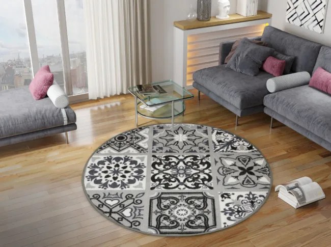 Protiskluzový koberec Patchwork šedý