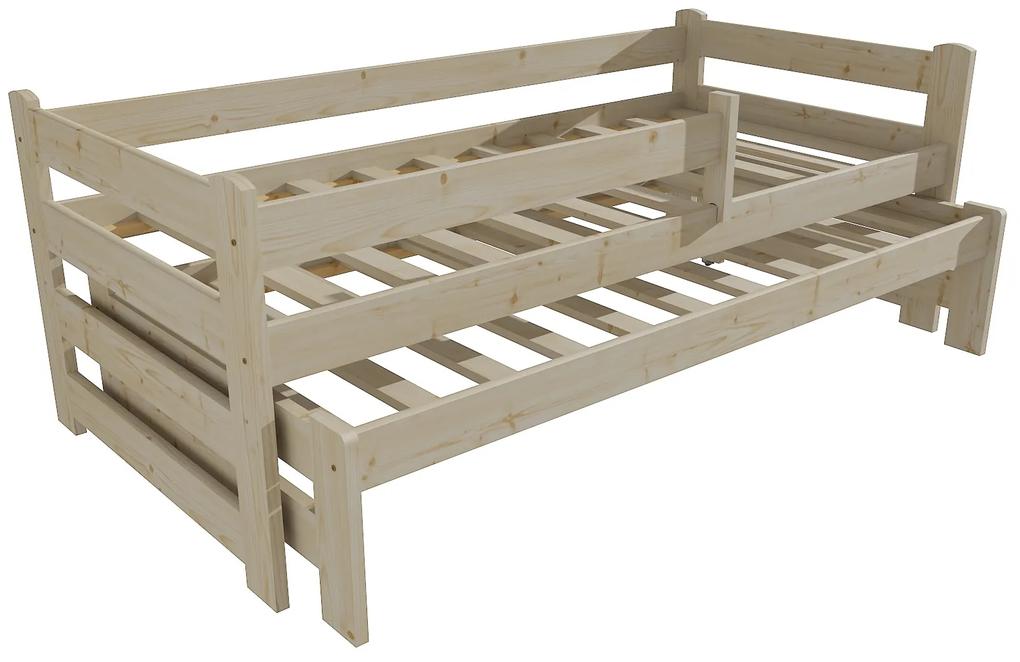Vomaks Dětská postel s výsuvnou přistýlkou DPV 001 se zábranou Rozměr: 80 x 200 cm, Barva: surové dřevo