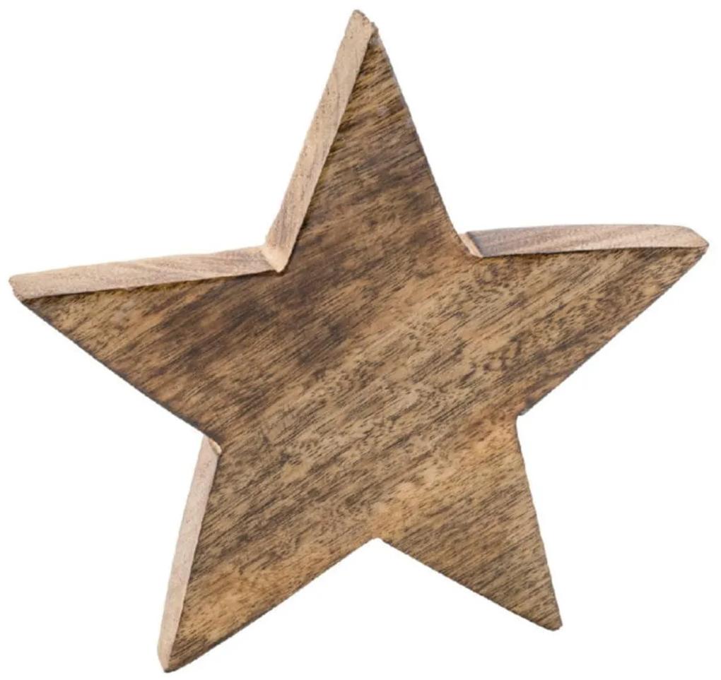 Dekorace hvězda z mangového dřeva, 18 x 18 x 3 cm
