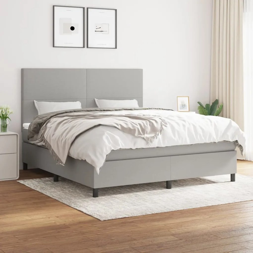 Box spring postel s matrací světle šedá 160 x 200 cm textil 3141625