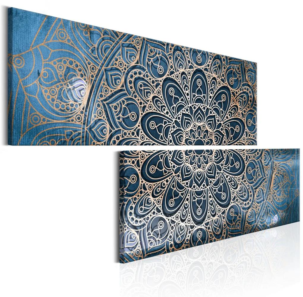 Dvoudílné obrazy - zlato modrá Mandala (180x90 cm) - Murando DeLuxe
