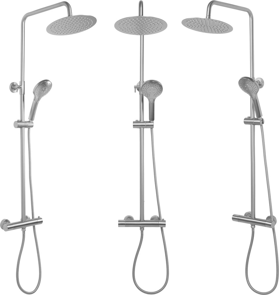 Rea Vincent, sprchový set s termostatickou baterií a dešťovou hlavicí 25cm, nikl matný, REA-P6603