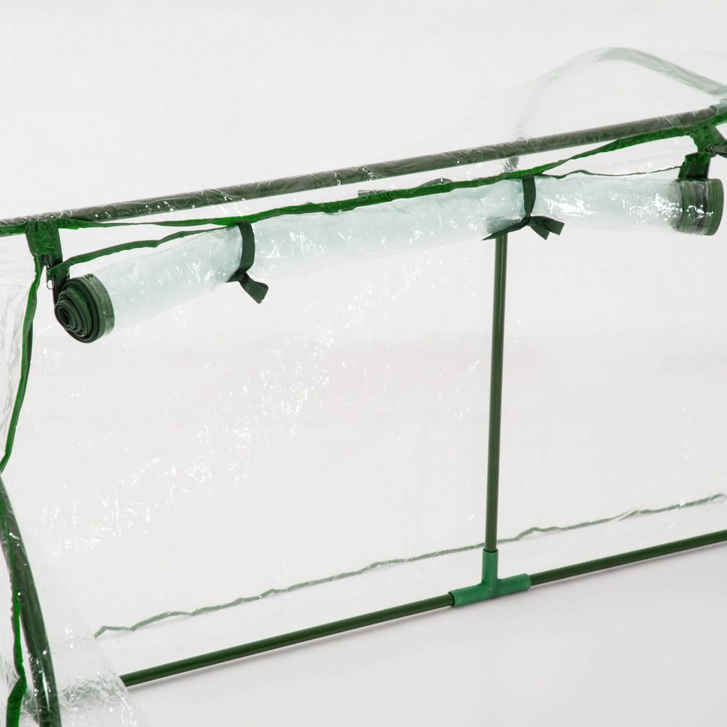 Outsunny Skleník s dveřmi 200x100x80cm, chladicí rám z oceli a PVC pro pěstování rostlin a zahradu