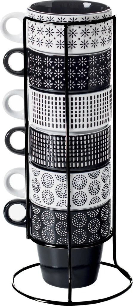 Sada porcelánových šálků na stojanu, 6 ks, 260 ml