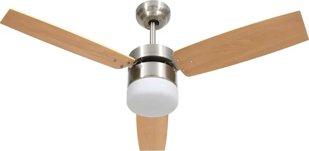 vidaXL Stropní ventilátor světlo a dálkový ovladač 108 cm světle hnědý [51491] Barva: tmavě hnědá