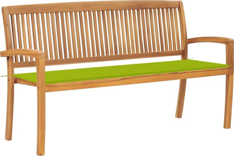 vidaXL Stohovatelná zahradní lavice s poduškou 159 cm masivní teak [3063316] Barva: Vzor listí
