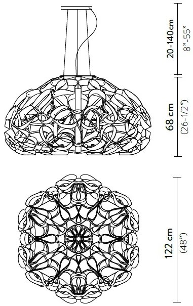 SLAMP QUASXL0GLD01T00000EU Quantica 120, rozměrné designové svítidlo, 8x12W E27, prům. 120cm