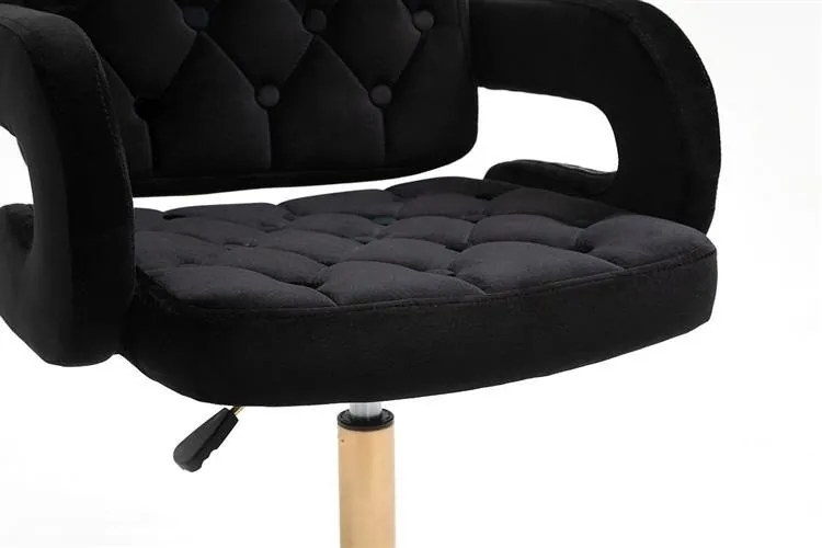 Velurová židle Stockholm na zlaté kolečkové podstavě - černá