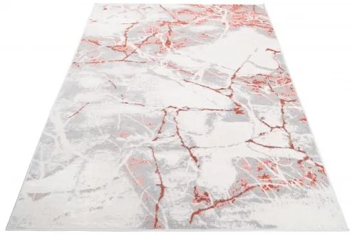Moderní kusový koberec PORTLAND R216A Mramor Abstraktní šedý červený Rozměr: 80x150 cm