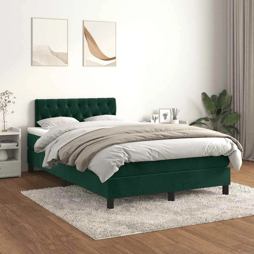 Box spring postel s matrací tmavě zelená 120x190 cm samet 3269858