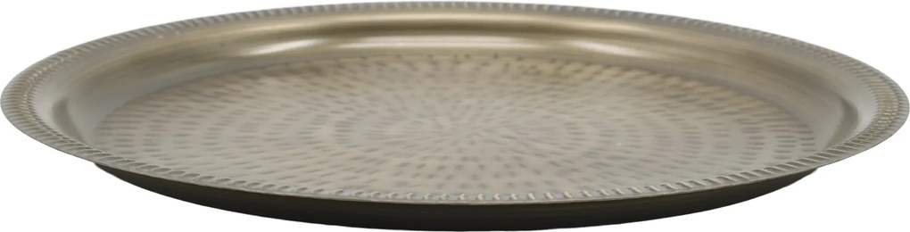 Mosazný antik kovový podnos s vzorem Chic Antique – Ø 28,5*1,5 cm