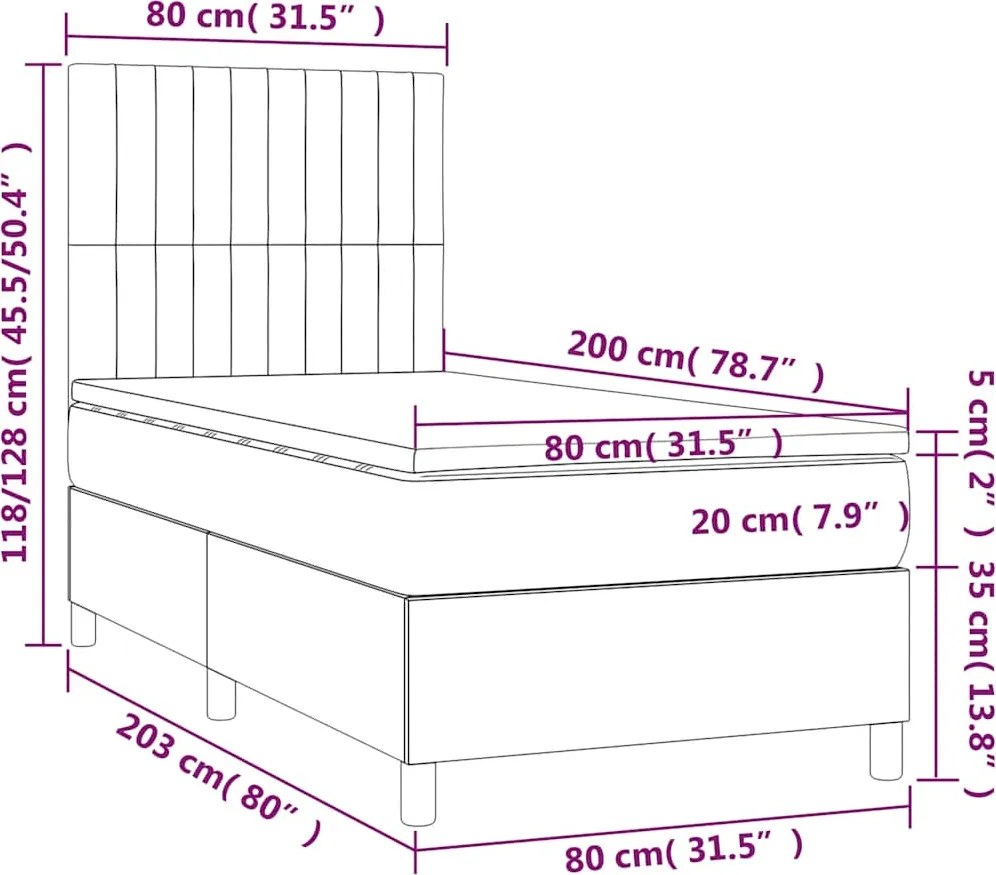 Box spring postel s matrací tmavě modrá 80 x 200 cm samet 3143113