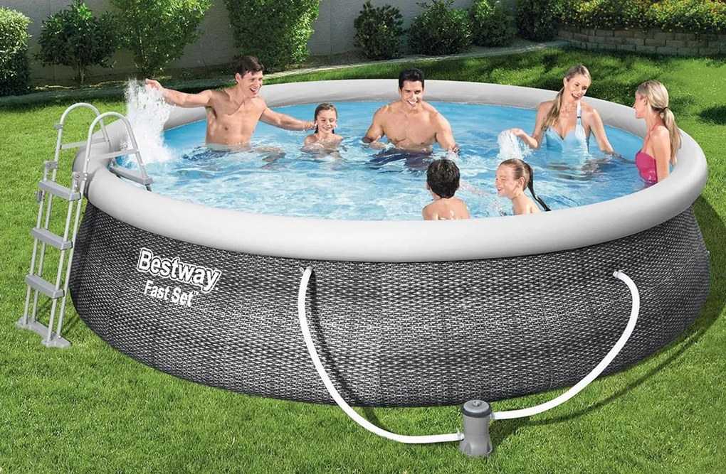 BESTWAY Fast Set Rattan Bazén 457 x 107 cm, kartušová filtrace 57372