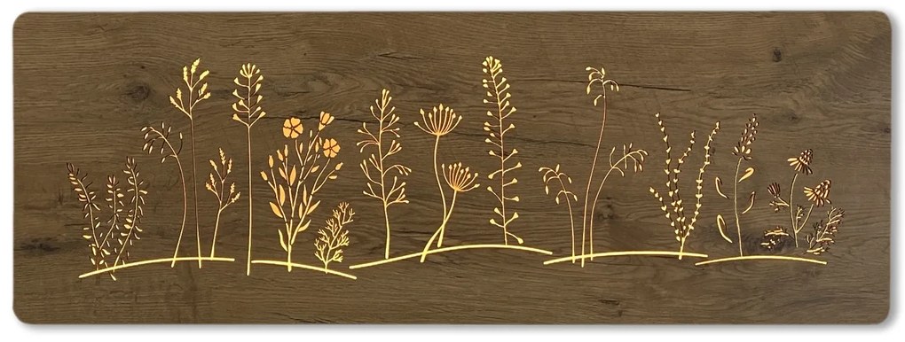 Li-Go "Louka dlouhá" světelný obraz 230V  120x40cm provedení povrchu: dub světlý