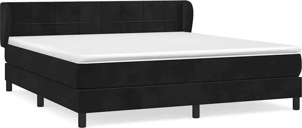 Box spring postel s matrací černá 160x200 cm samet 3127501