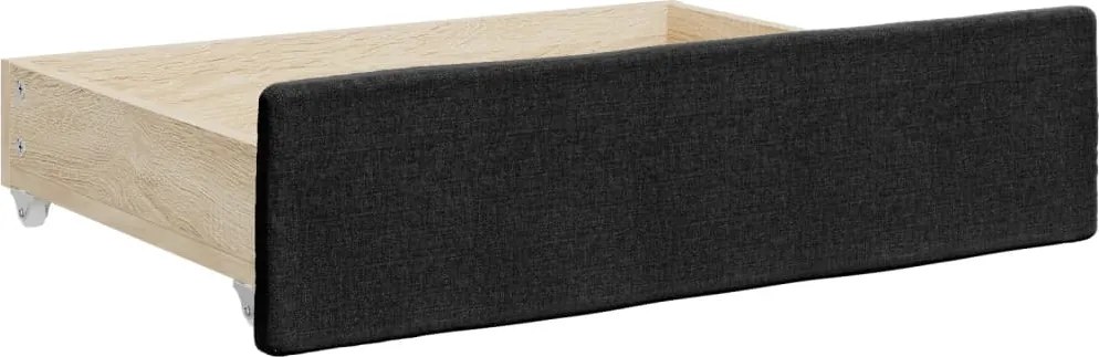 Válenda s přistýlkou a zásuvkami černá 80 x 200 cm textil 3197477