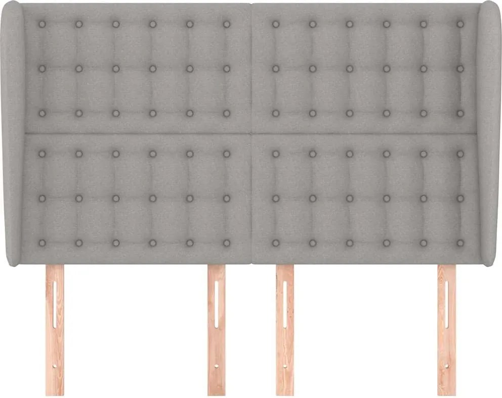 Čelo postele typu ušák světle šedé 147x23x118/128 cm textil 3118388