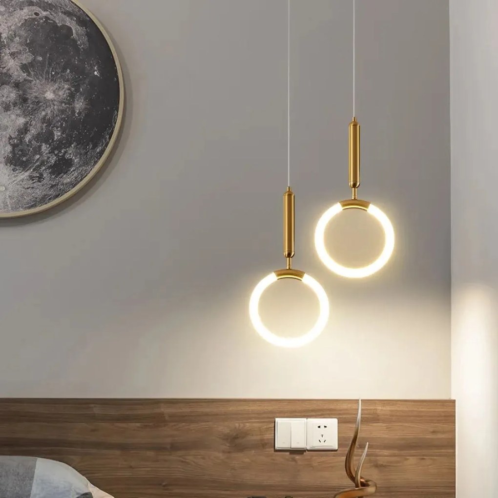 Toolight Toolight, LED závěsné svítidlo 20x40cm, 12W, 3000K, LHJ058-CP1, zlatá matná, OSW-50028