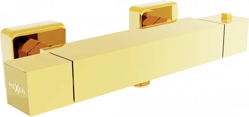 Mexen CUBE termostatická sprchová baterie, spodní uchycení, zlatá, 77200-50