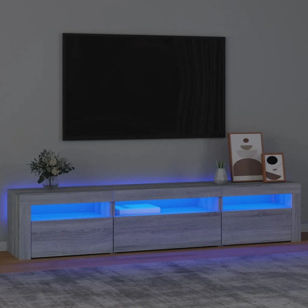 TV skříňka s LED osvětlením šedá sonoma 195x35x40 cm 3152744