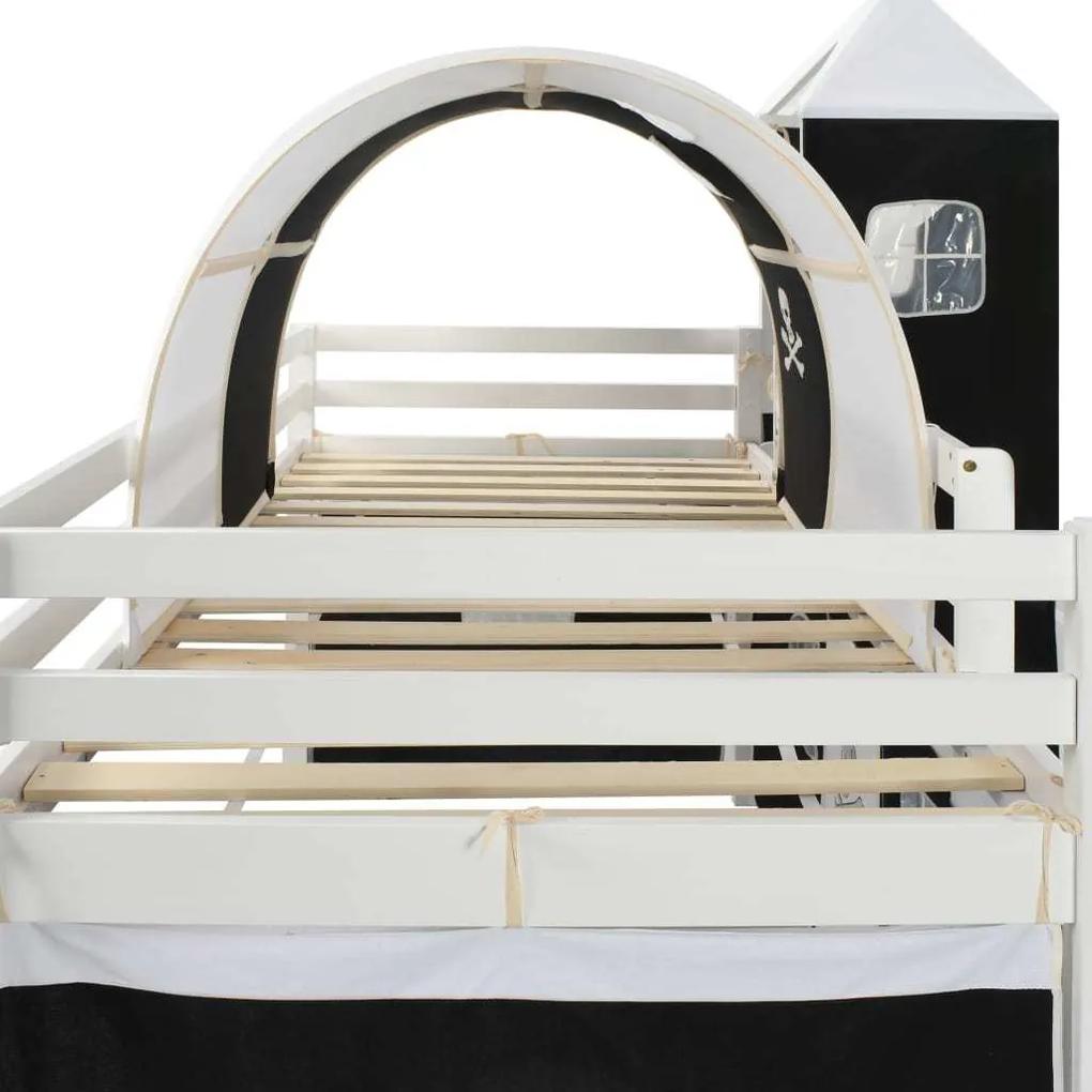 vidaXL Rám dětské patrové postele skluzavka a žebřík borovice 97x208cm [282709] Barva: Bílá
