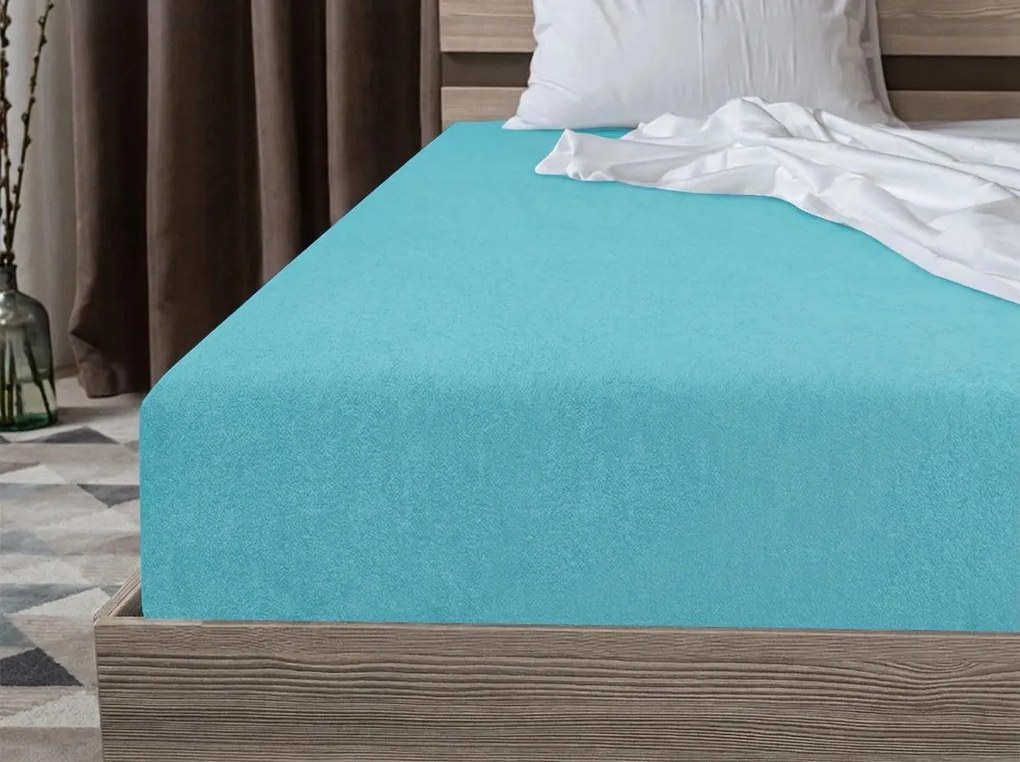 Fleecové napínací prostěradlo MOLTON tyrkysové 90 x 200 cm