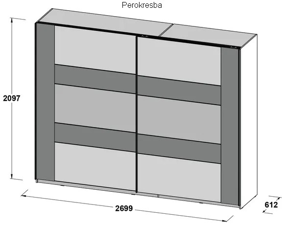 Šatní skříň Redondo, dub bahenní/dub černý