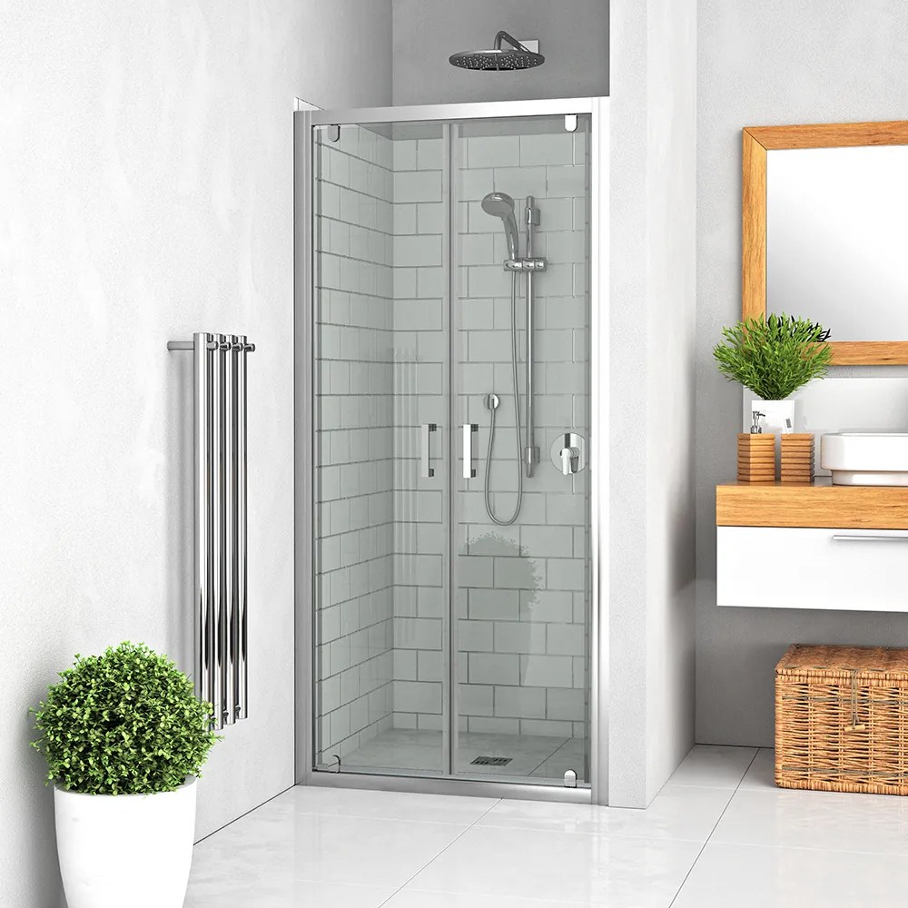 Roth LEGA LINE LLDO2 Dvoukřídlé sprchové dveře pro instalaci do niky 70 cm Profil: Lesk, Sklo: Hladké čiré