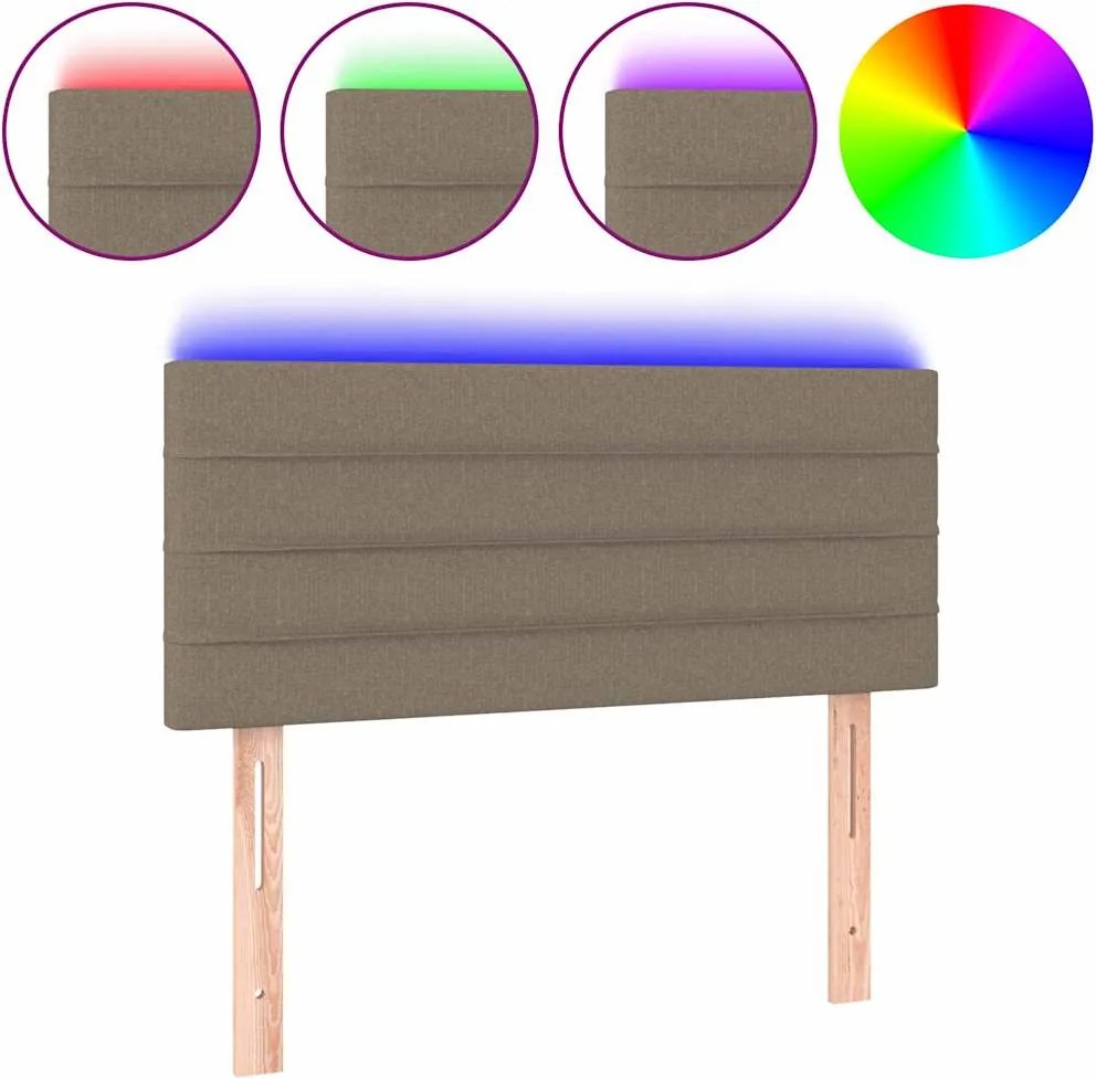 Čelo postele s LED taupe 80 x 5 x 78/88 cm textil 3121730