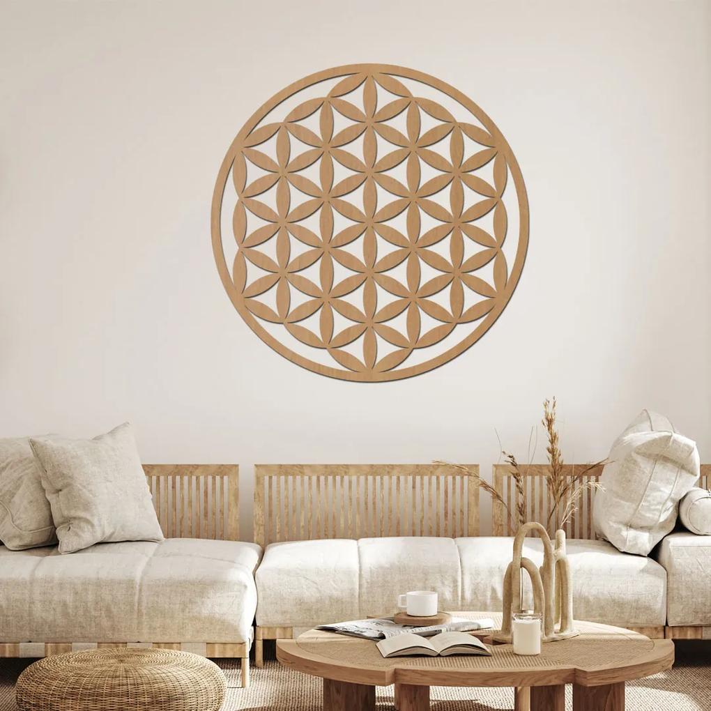 dřevo života Dřevěná dekorace na stěnu KVĚT ŽIVOTA ZEMĚ Barevný vzor: Bílá, Rozměry Ø: 30