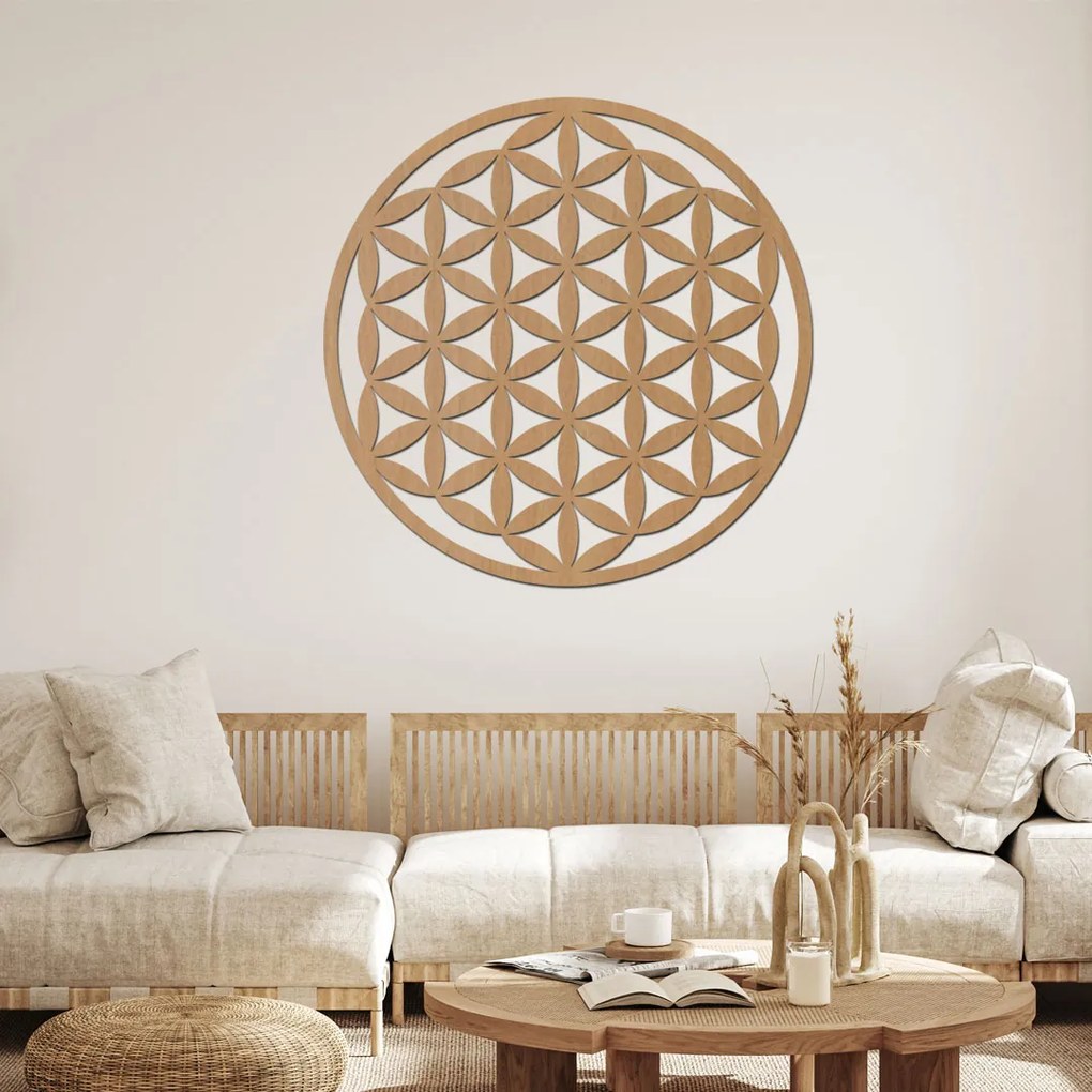 dřevo života Dřevěná dekorace na stěnu KVĚT ŽIVOTA ZEMĚ Barevný vzor: Javor, Rozměry Ø: 80