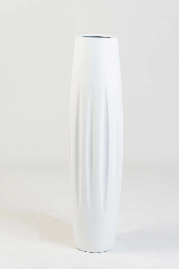 Vysoká váza VERTIGA, sklolaminát, výška 80 cm, bílý mat, outlet