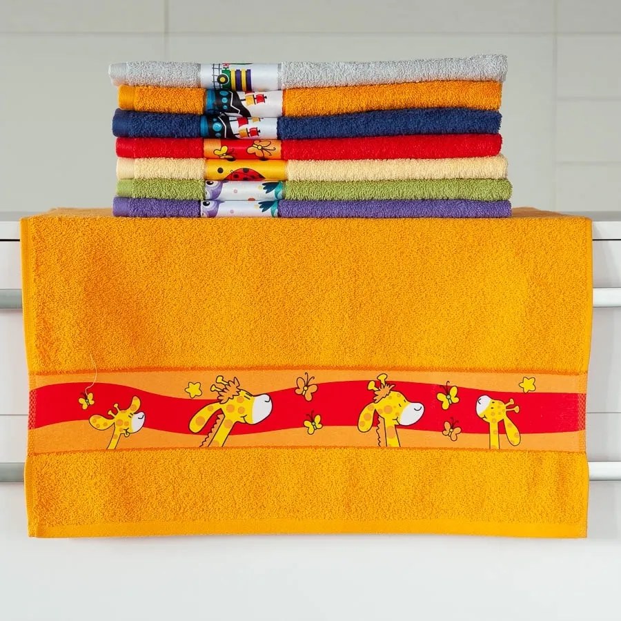 Veba dětský ručník nora žirafy - oranžová 50x100
