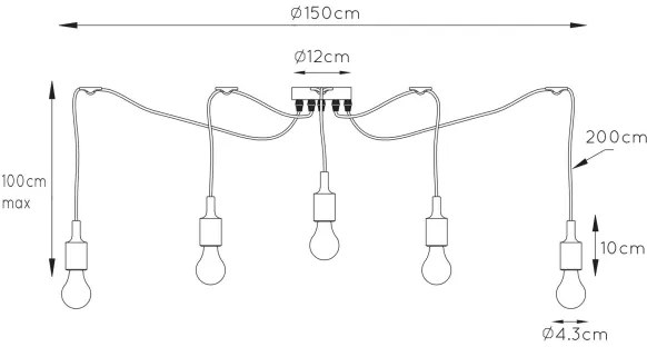 Lucide 08408/05/30 - Lustr na lanku FIX MULTIPLE 5xE27/60W/230V pavouk