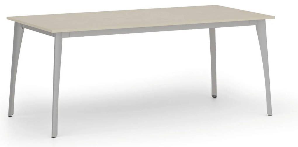 Jednací kancelářský stůl PRIMO OMEGA, 180x90 cm, šedá podnož, bříza