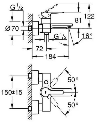 Grohe Lineare Páková vanová baterie, chrom 33849001