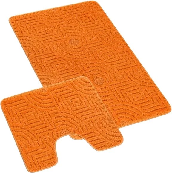 Bellatex koupelnové předložky SADA BANY 60x100 + 60x50 cm s výkrojem Bludiště Oranžová