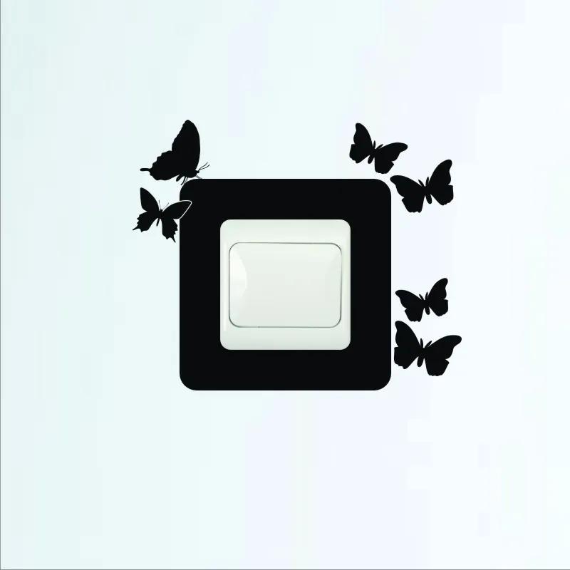WALLVINIL Samolepky na zeď - Vypínač motýli Barva: Bílá, Velikost: Troj Vypínač