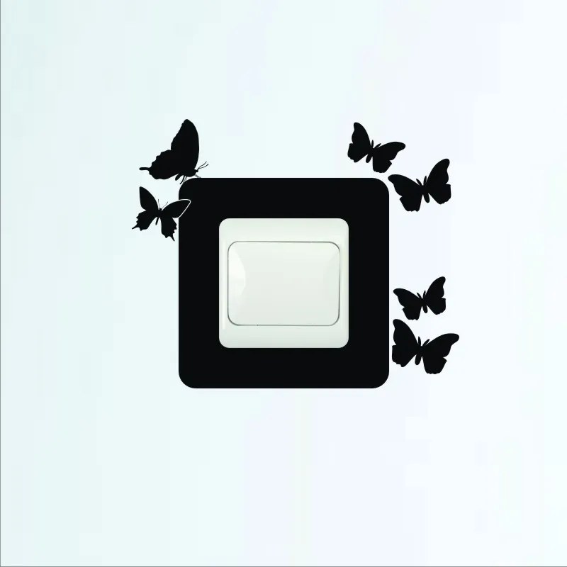WALLVINIL Samolepky na zeď - Vypínač motýli Barva: Fialová, Velikost: Dvoj Vypínač