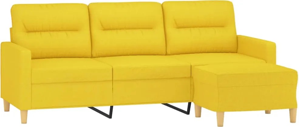 3místná pohovka s podnožkou světle žlutá 180 cm textil 3201078