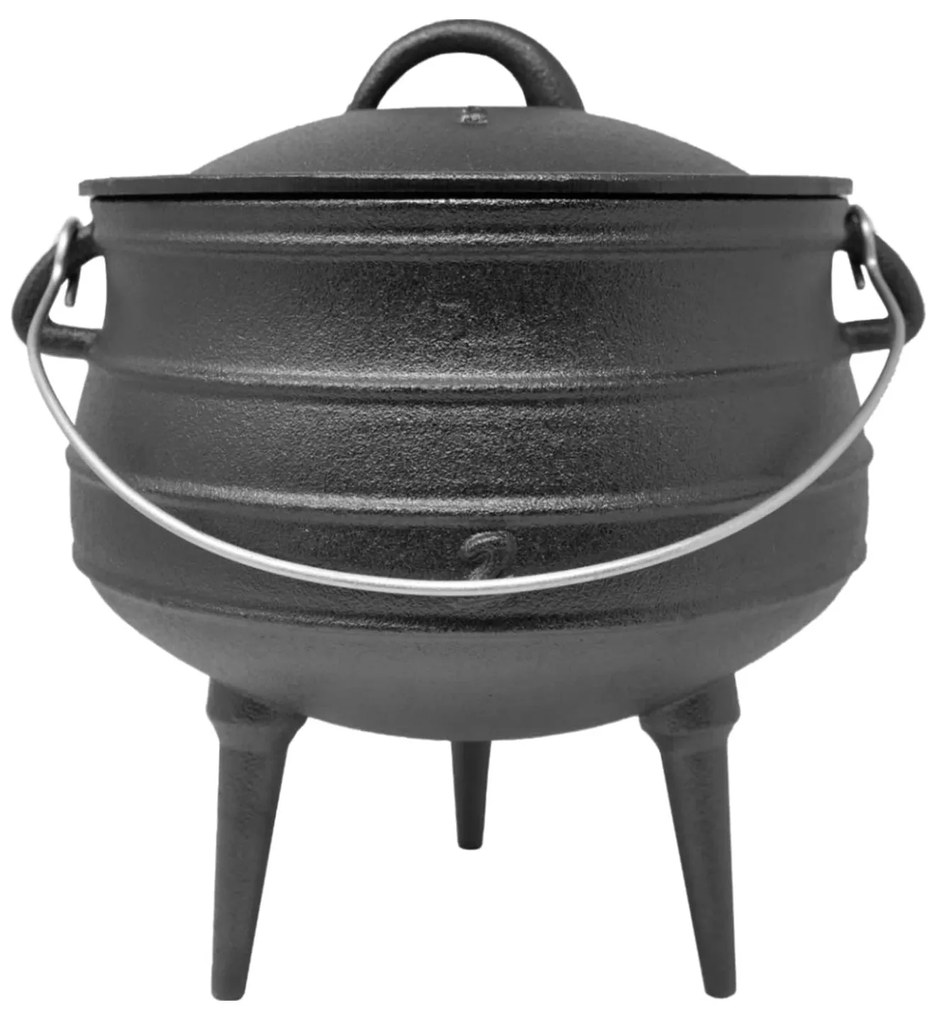 Beefalo, litinový hrnec, potjie, nožičky, velikost M, litina, kulatý, poklice, 6 l