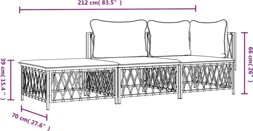 vidaXL 3dílná zahradní sedací souprava s poduškami ocel [3186847] Barva: antracitová