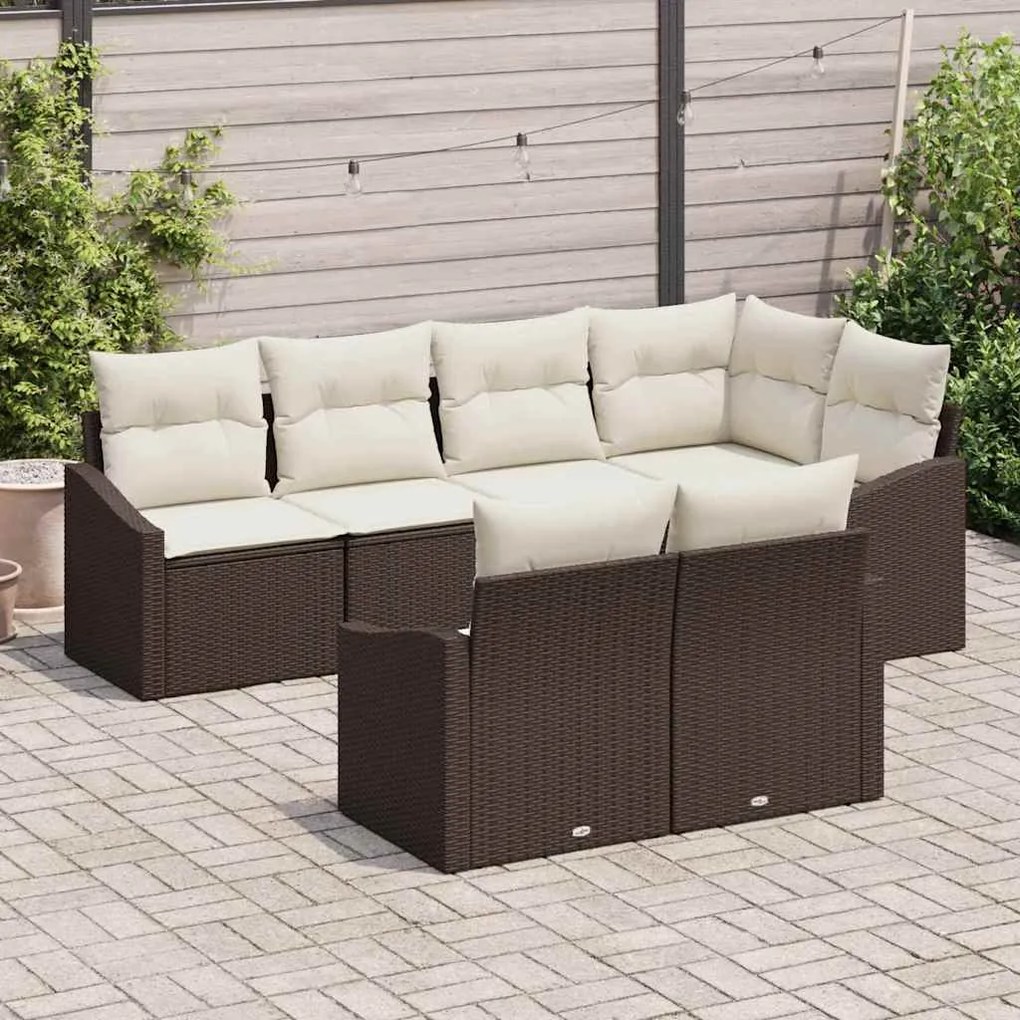 Set pohovek 7 ks Hnědá polyratan 3346758