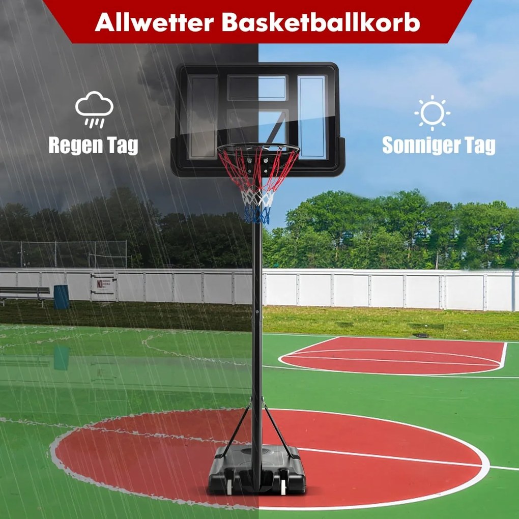 Costway 130 cm - 305 cm výškově nastavitelný basketbalový koš se stojanem a 2