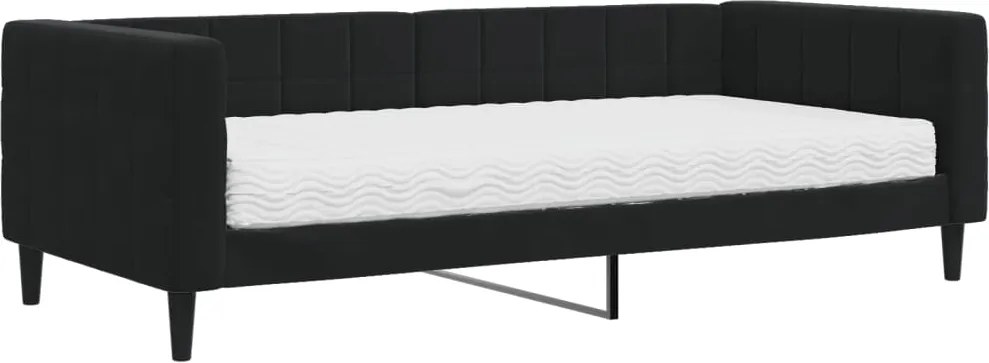 Válenda s matrací černá 90 x 200 cm samet 3196671