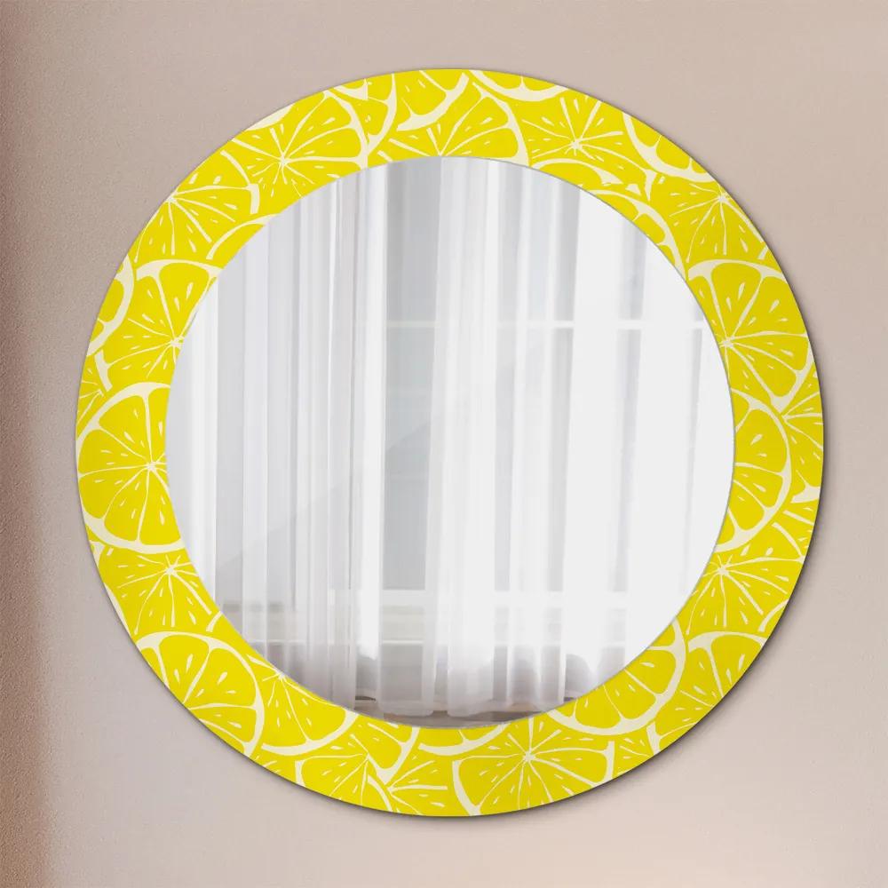Kulaté dekorativní zrcadlo Citronový vzor fi 60 cm